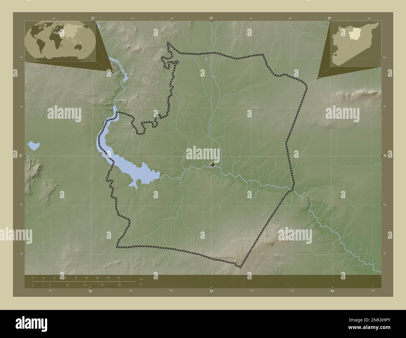 Ar Raqqah, province of Syria. Elevation map colored in wiki style with ...