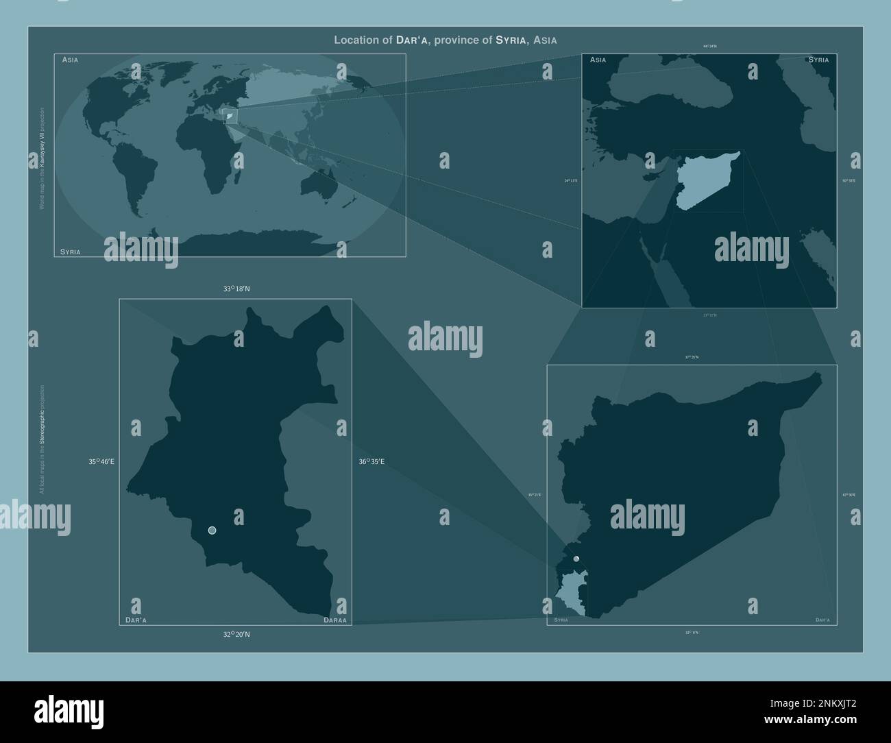 Dar`a, province of Syria. Diagram showing the location of the region on ...
