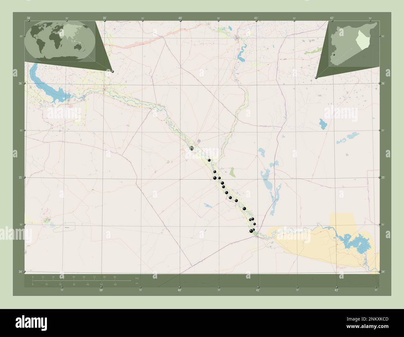 Dayr Az Zawr, province of Syria. Open Street Map. Locations of major ...