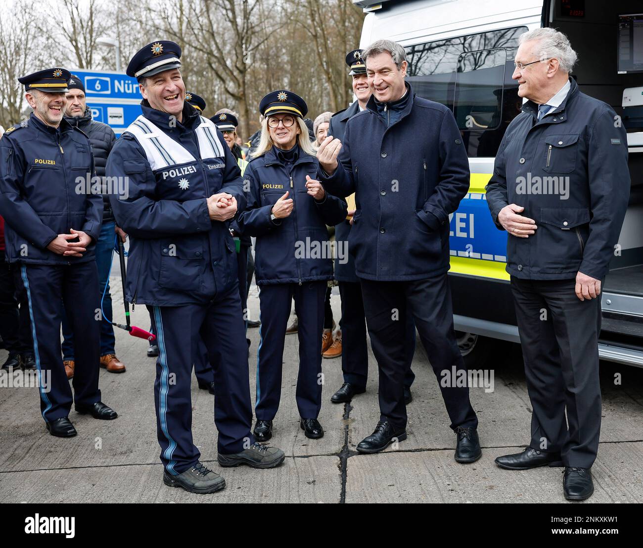 Waidhaus, Germany. 24th Feb, 2023. Minister President Markus Söder (2nd ...
