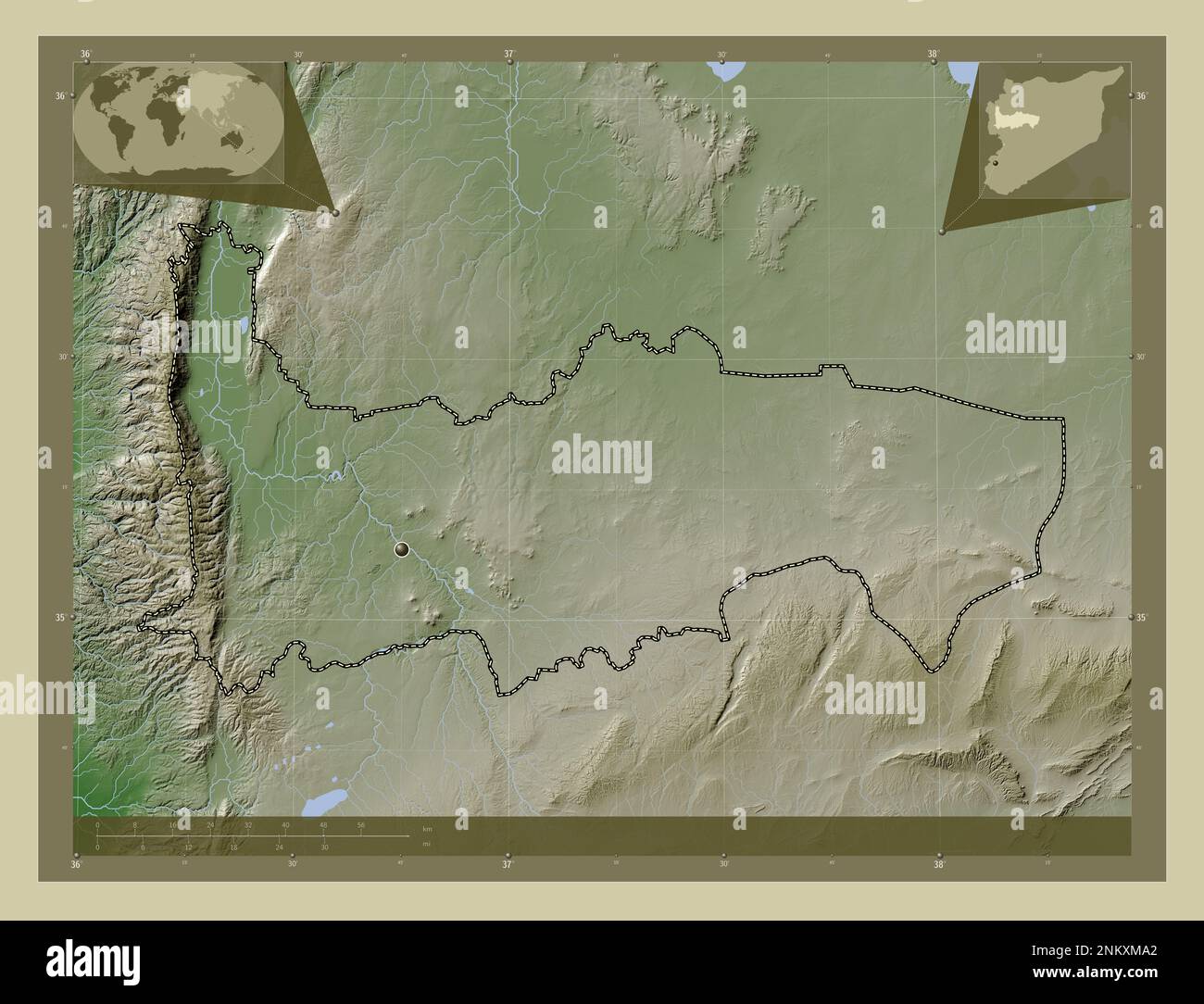 Hamah, province of Syria. Elevation map colored in wiki style with ...