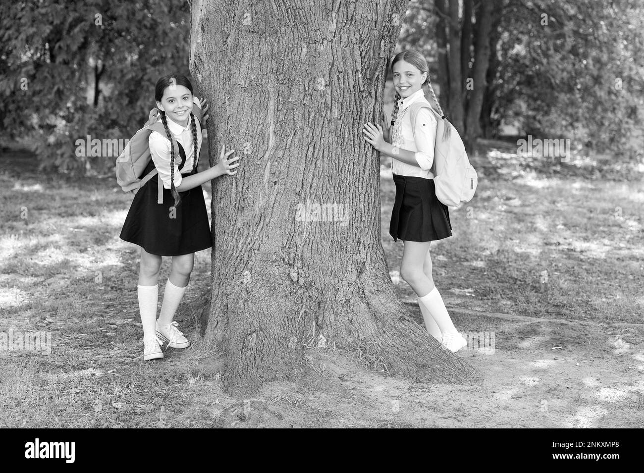 Happy girls sisterhood children Black and White Stock Photos & Images ...