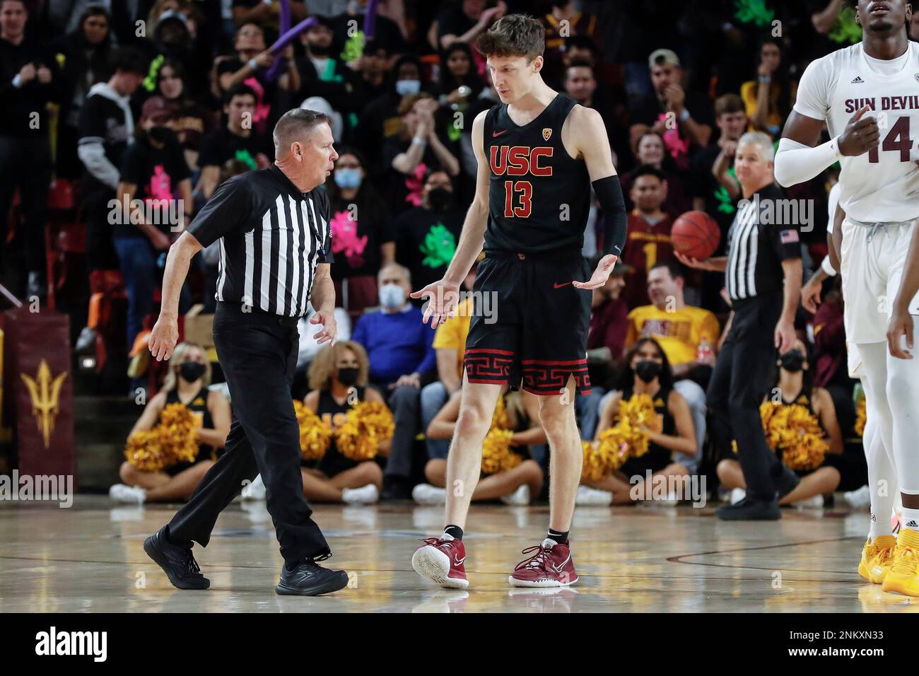 TEMPE, AZ - FEBRUARY 3: USC Trojans guard Drew Peterson (13) pleads ...