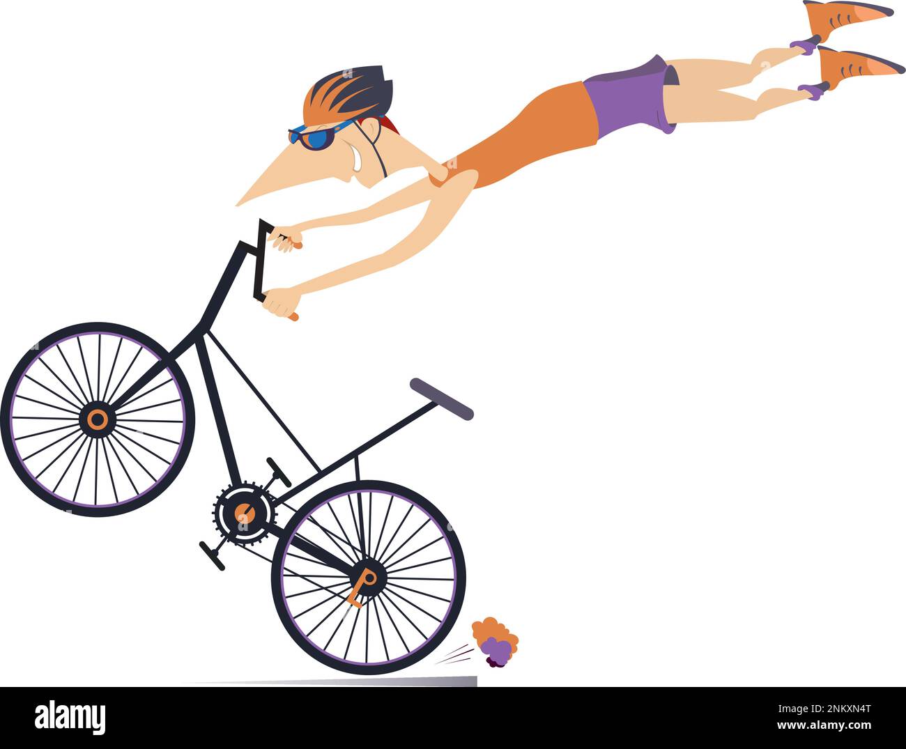 Biker cycling bicycle sport. Cycling bicycle extreme high jump. Cyclist man making a trick on ...