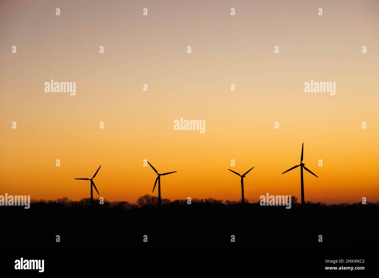 Beautiful Windmill Background In Orange Sunset Stock Photo - Alamy