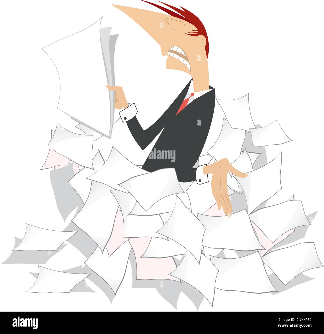 Businessman. Paperwork. Big pile of papers. Businessman. File clerk ...