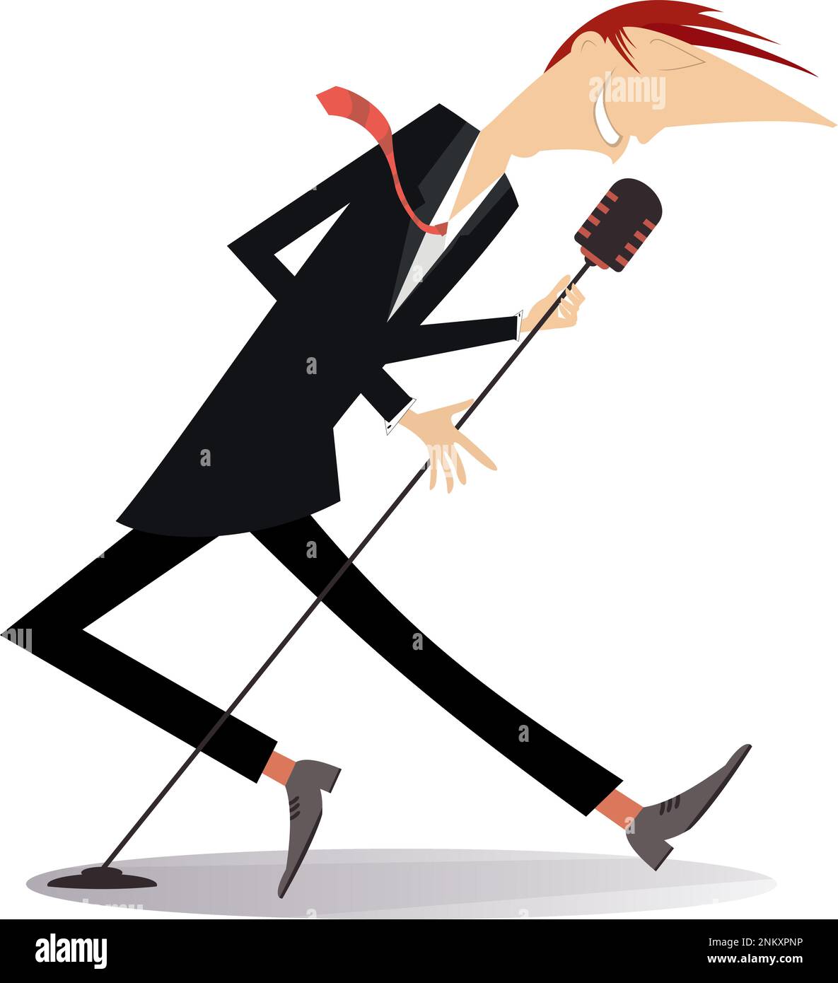 Romantic singer man. Young man with microphone sings a song with great ...