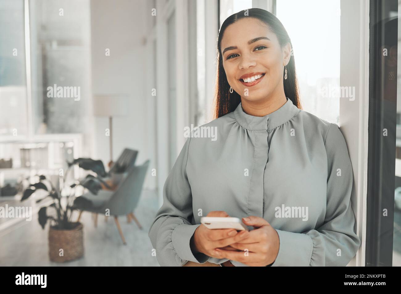 Portrait Phone And Face With A Business Black Woman In Her Office