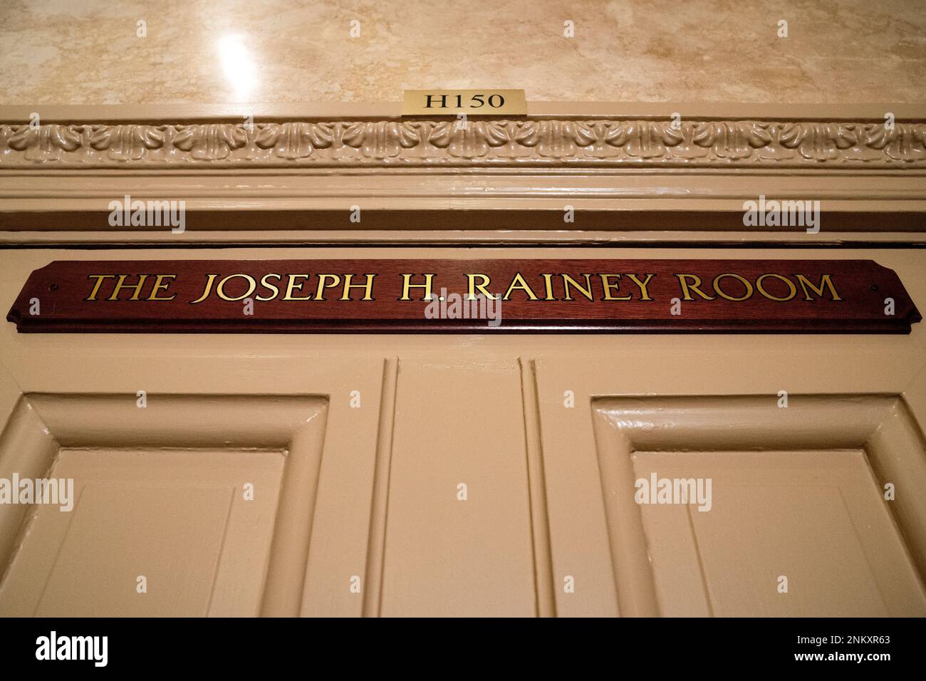 A sign for the Joseph H. Rainey Room is seen at the U.S. Capitol in ...