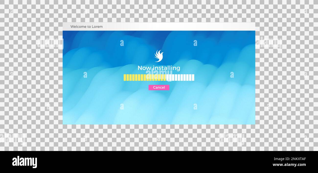 Loading process screen. Installing app or software. Progress loading ...
