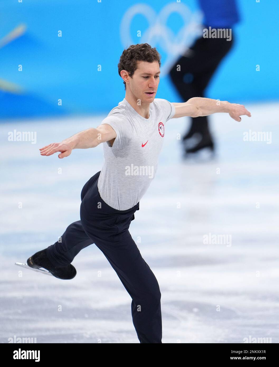 U.S. figure skater Jason Brown practices at Capital Indoor Stadium in ...