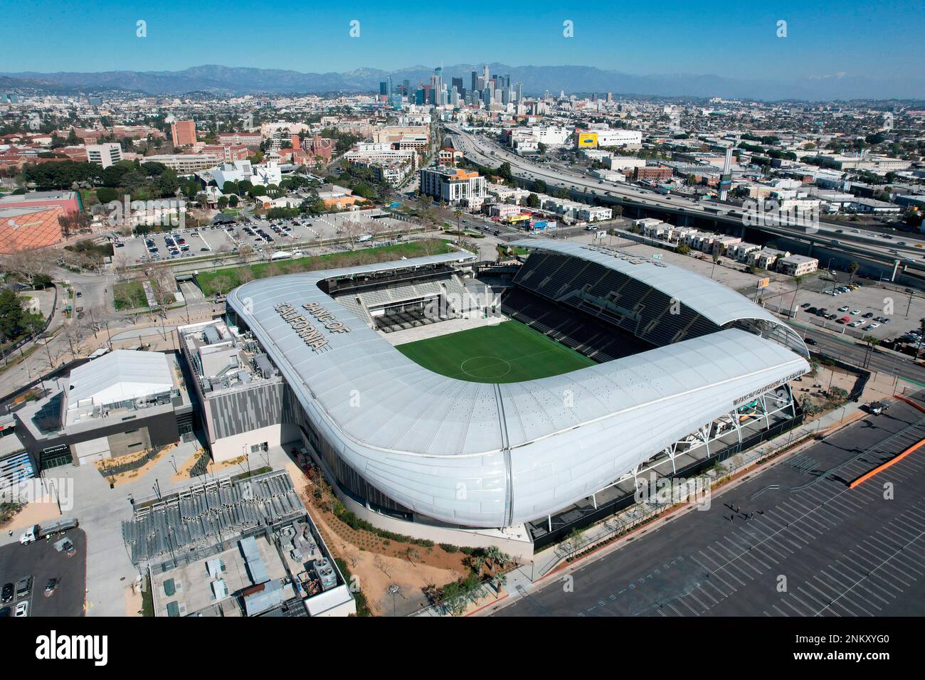 An aerial view of Banc of California Stadium, Wednesday, Feb. 2, 2022 ...