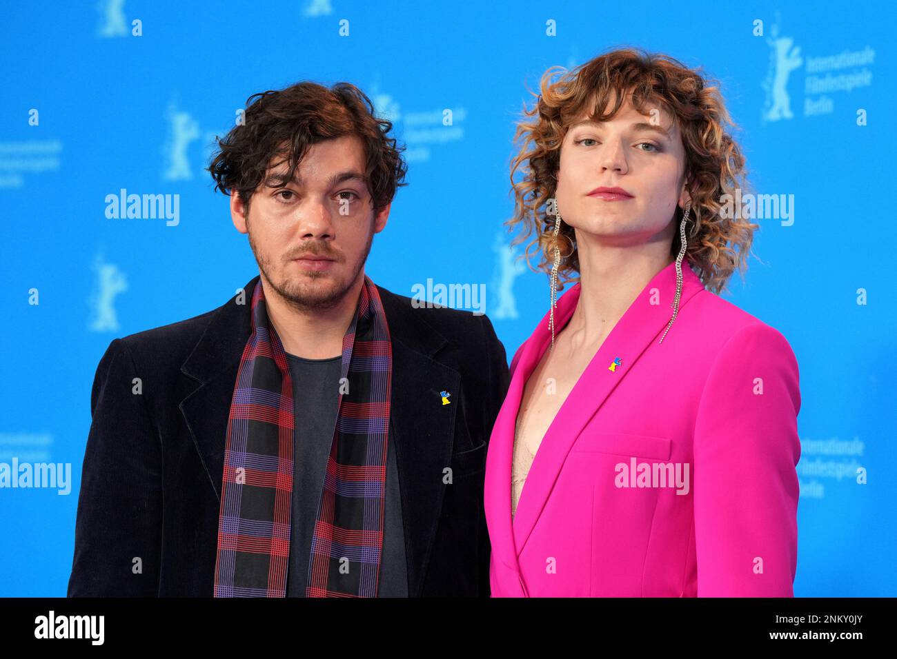 Berlin, Germany. 24th Feb, 2023. Timocin Ziegler (l), actor, and Thea ...