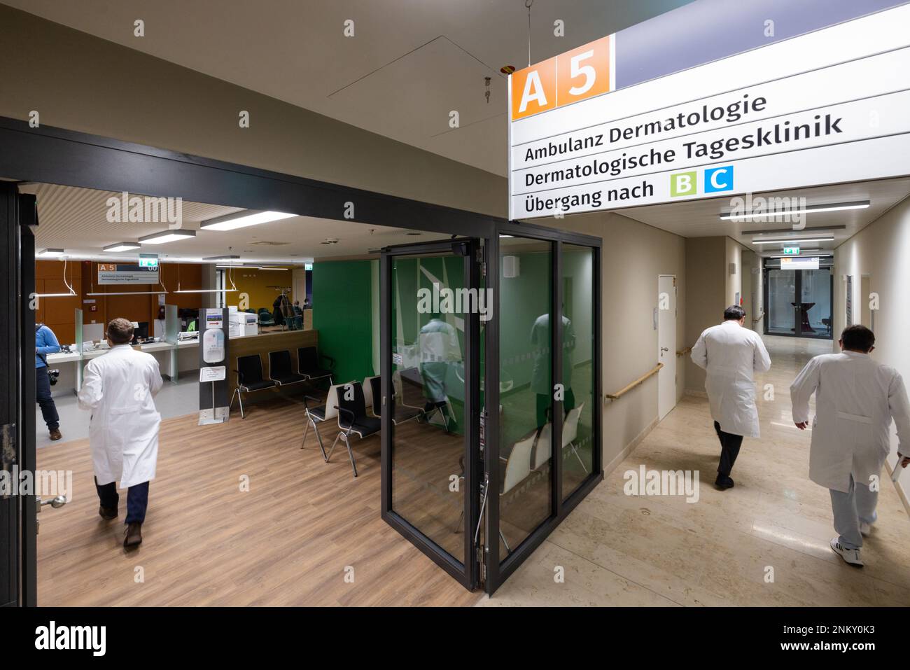 Jena, Germany. 24th Feb, 2023. Doctors walk through a newly completed ...