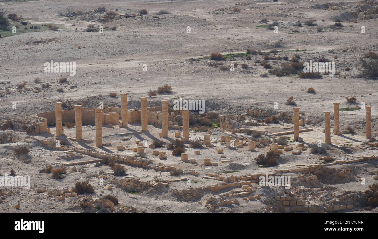 Remains of a Byzantine church at Nizana. Nabateans city at Negev desert ...