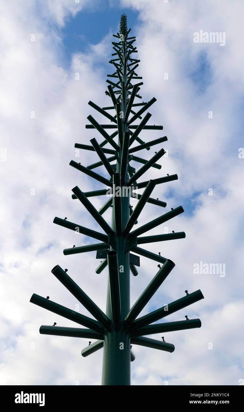 Metal pipe trunk green stand for mounting municipal Christmas tree on a ...