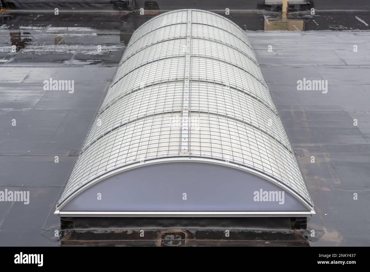 Barrel vault skylight screen fall protection guard installed on a ...