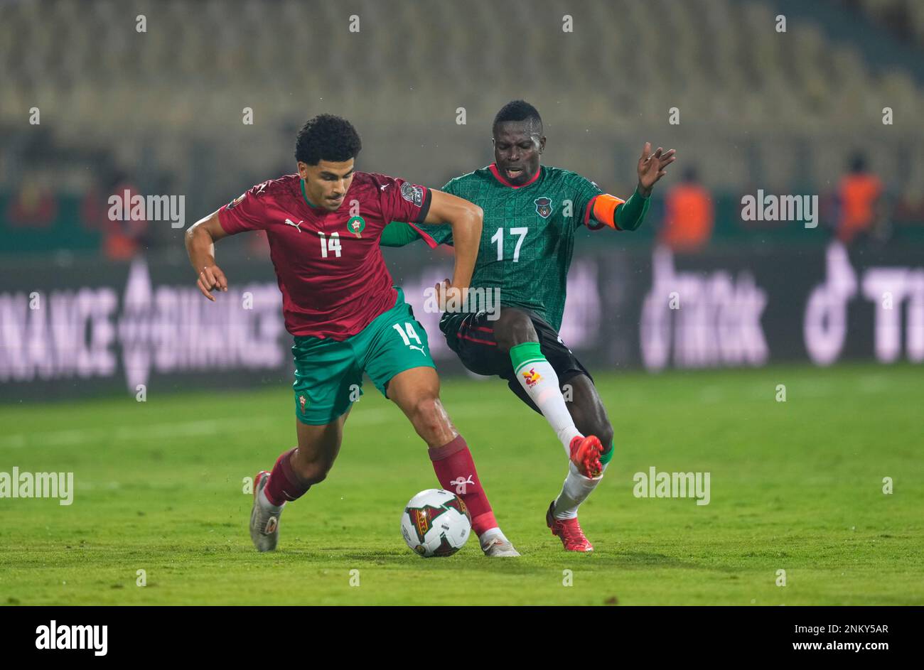 Yaound©, Cameroon, January, 25, 2022: Zakaria Aboukhlal of Morocco and !w17! during Morocco vs ...