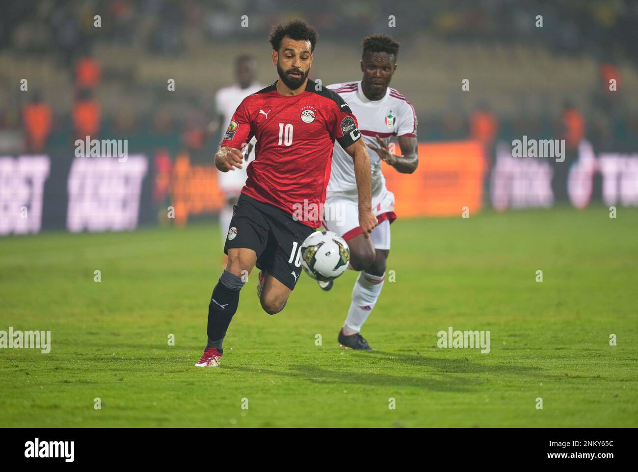Yaound©, Cameroon, January, 19, 2022: Mohamed Salah (captain) of Egypt during Egypt versus Sudan ...