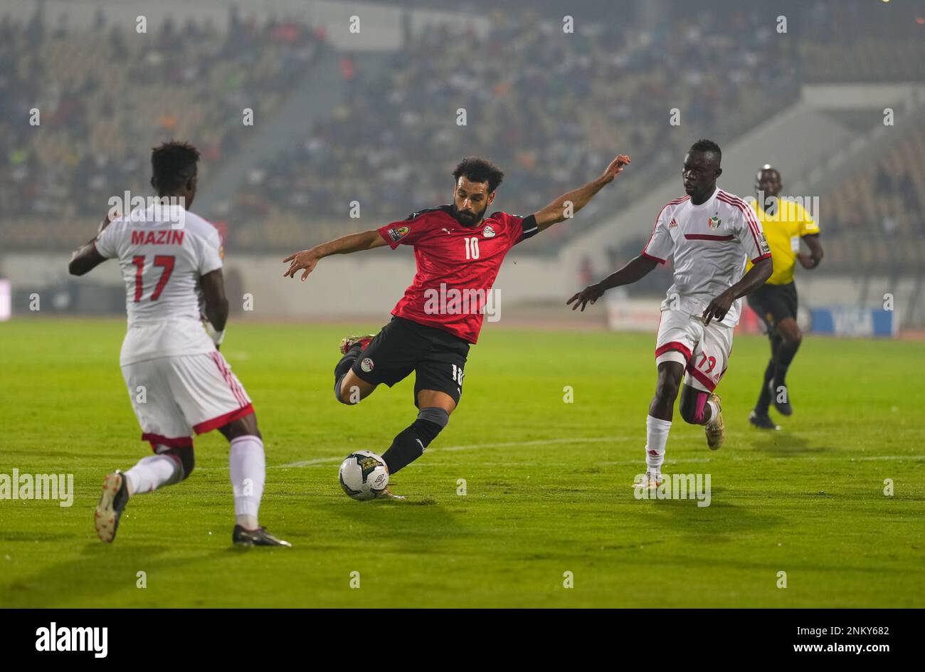 Yaound©, Cameroon, January, 19, 2022: Mohamed Salah (captain) of Egypt during Egypt versus Sudan ...