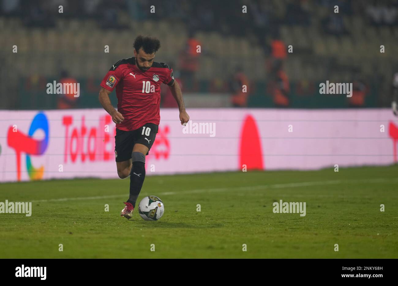 Yaound©, Cameroon, January, 19, 2022: Mohamed Salah (captain) of Egypt during Egypt versus Sudan ...