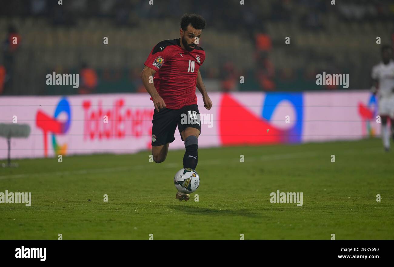 Yaound©, Cameroon, January, 19, 2022: Mohamed Salah (captain) of Egypt during Egypt versus Sudan ...