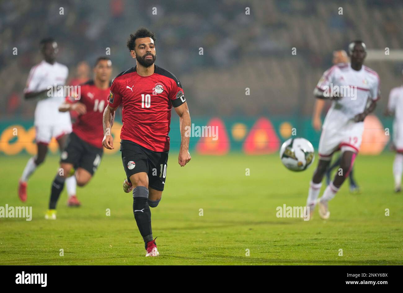 Yaound©, Cameroon, January, 19, 2022: Mohamed Salah (captain) of Egypt during Egypt versus Sudan ...
