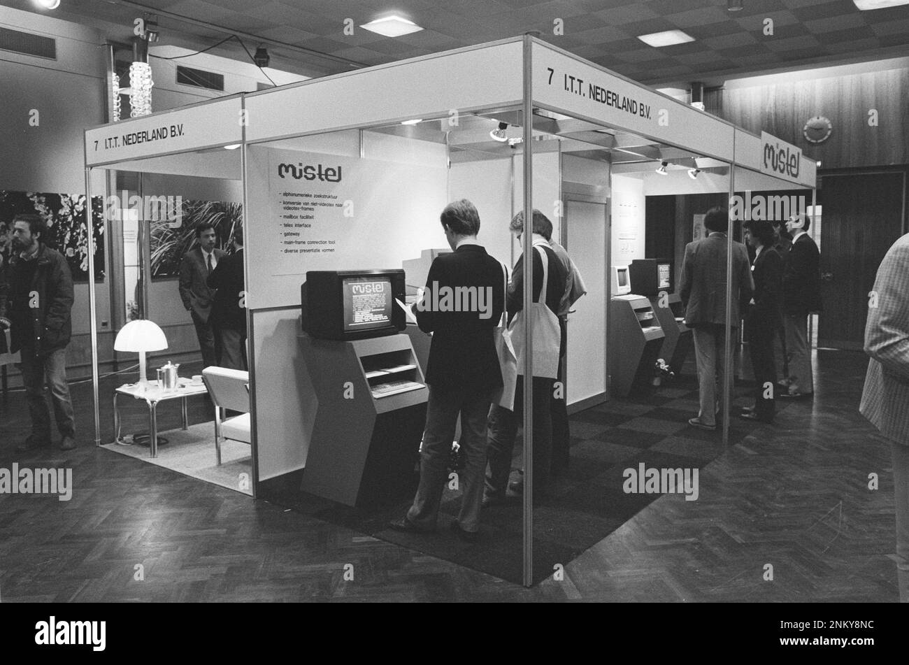 Viewing ITT booth at technology fair in Krasnapolsky ca. 1985 Stock ...