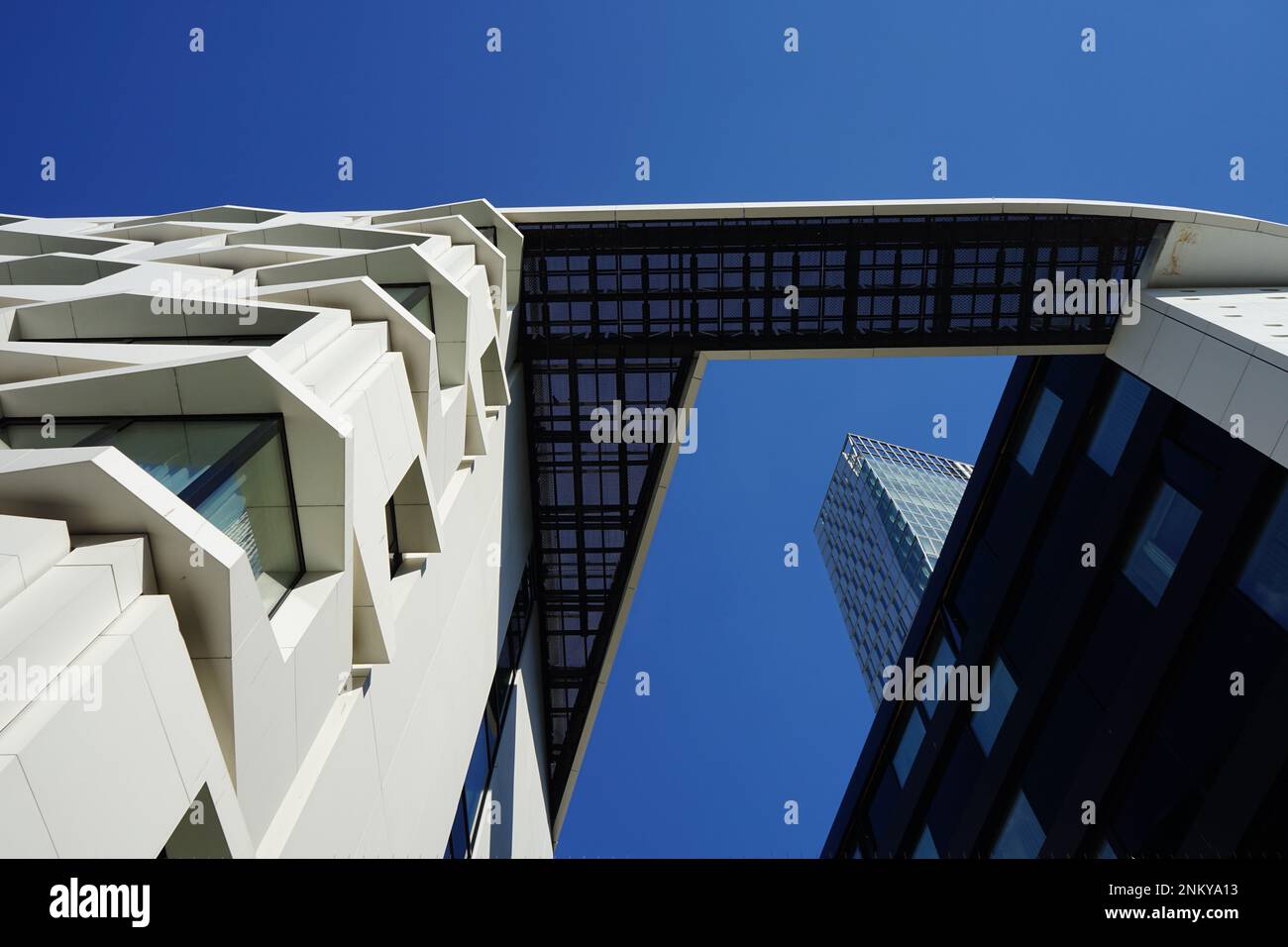 An elevated viewpoint of a bustling business district, showcasing ...