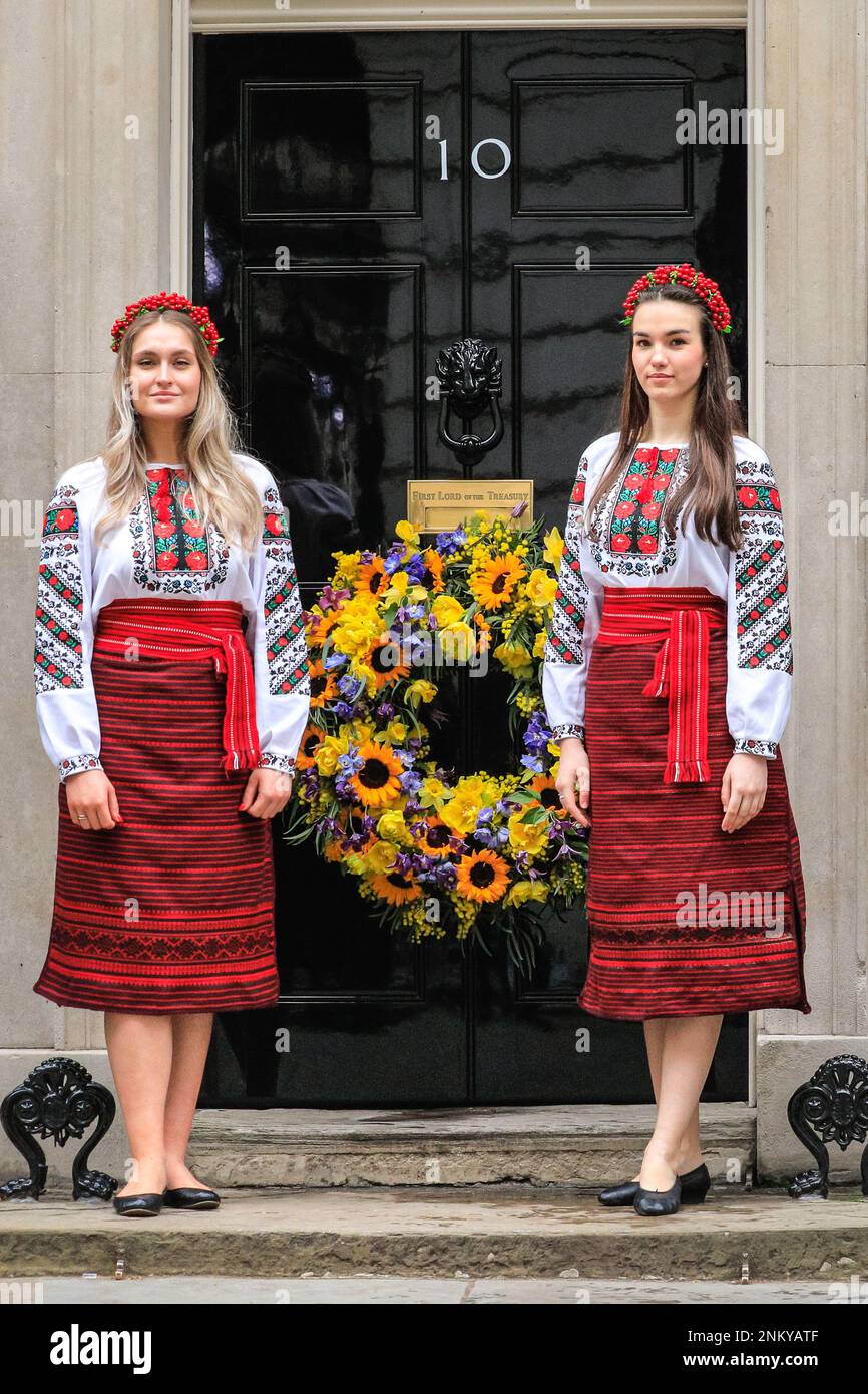London, UK. 24th Feb, 2023. The Ukrainian singers pose at the No 10 ...