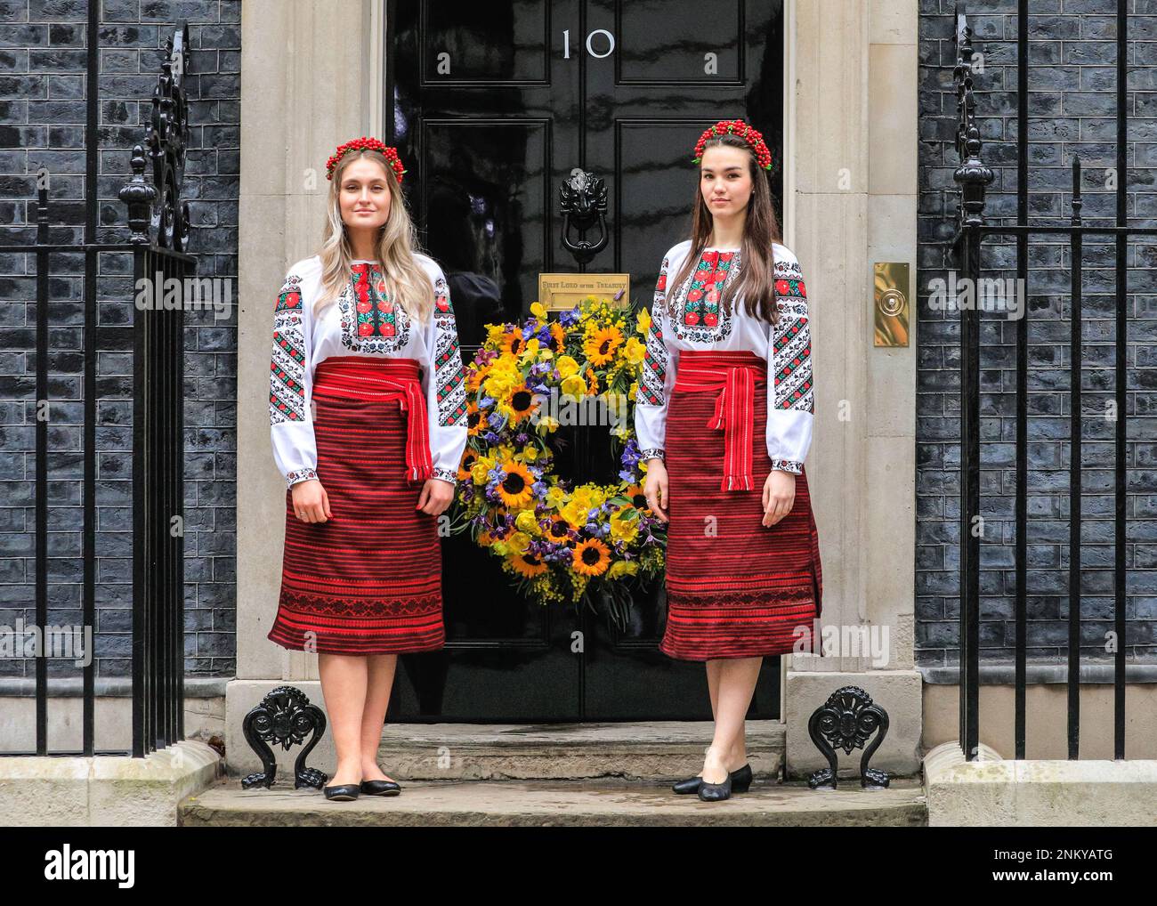 London, UK. 24th Feb, 2023. The Ukrainian singers pose at the No 10 ...