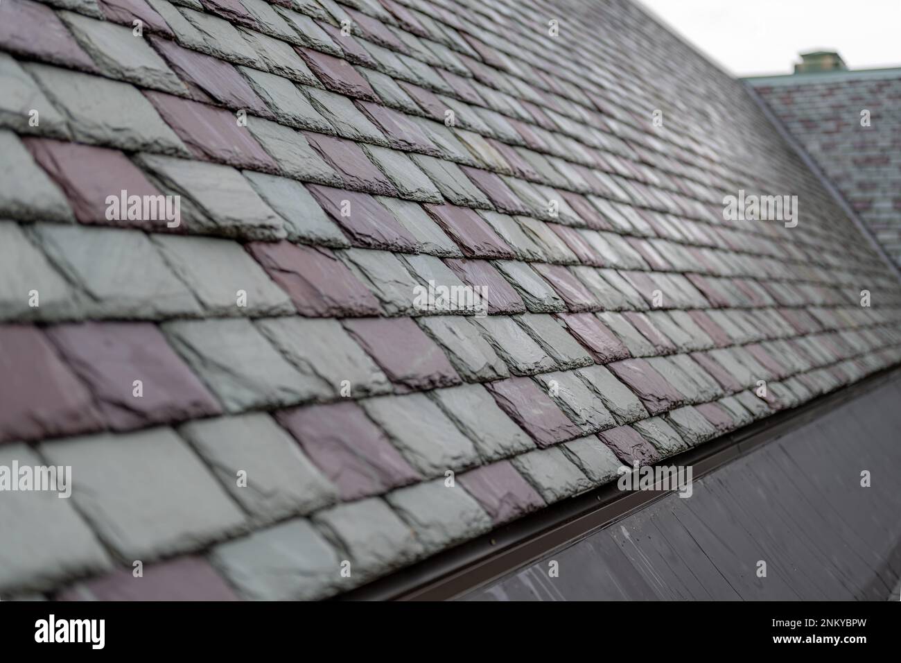 Slate roofing tiles on a historic building. Attractive, durable roofing ...