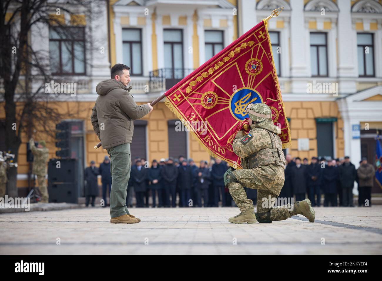 Kyiv, Ukraine. 24th Feb, 2023. Ukrainian President Volodymyr Zelenskyy ...