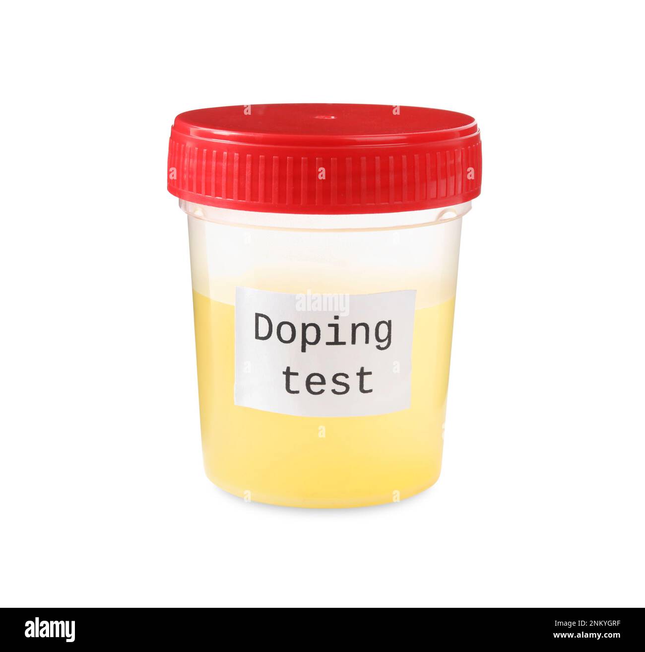 Jar of urine with words Doping test isolated on white Stock Photo - Alamy