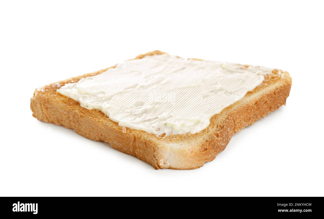 Delicious toast with butter isolated on white Stock Photo - Alamy