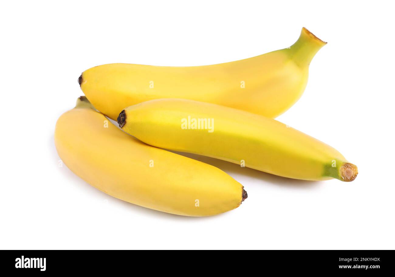 Sweet ripe baby bananas isolated on white Stock Photo - Alamy