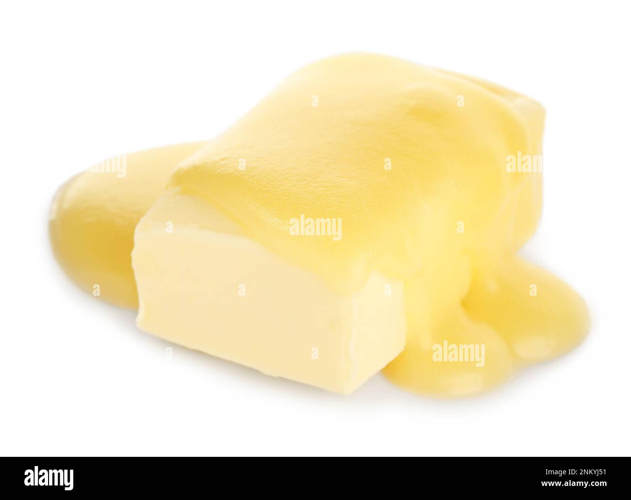 Tasty fresh melting butter on white background Stock Photo - Alamy
