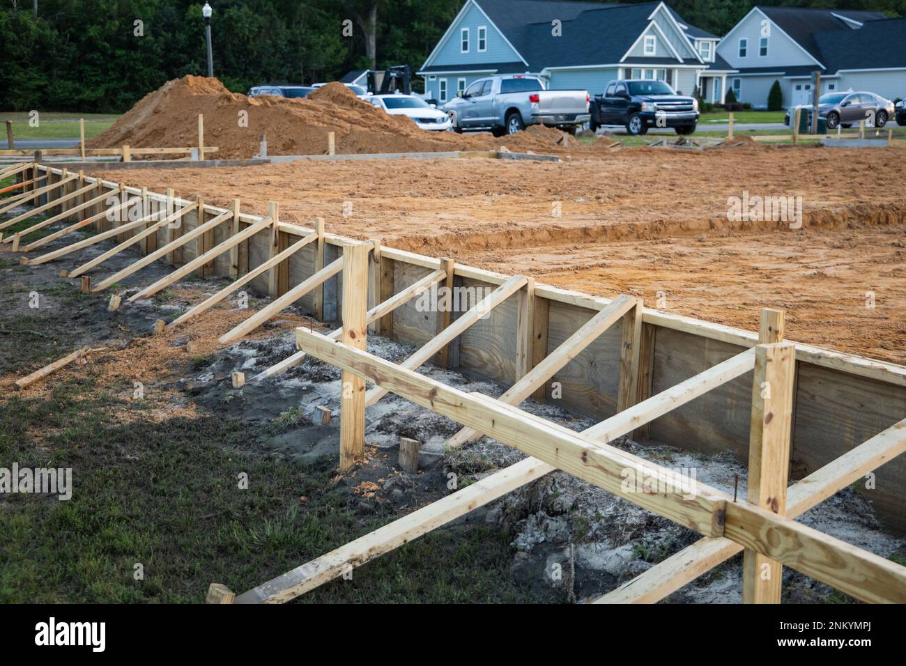The beginning of a new construction build in a neighborhood with the ...
