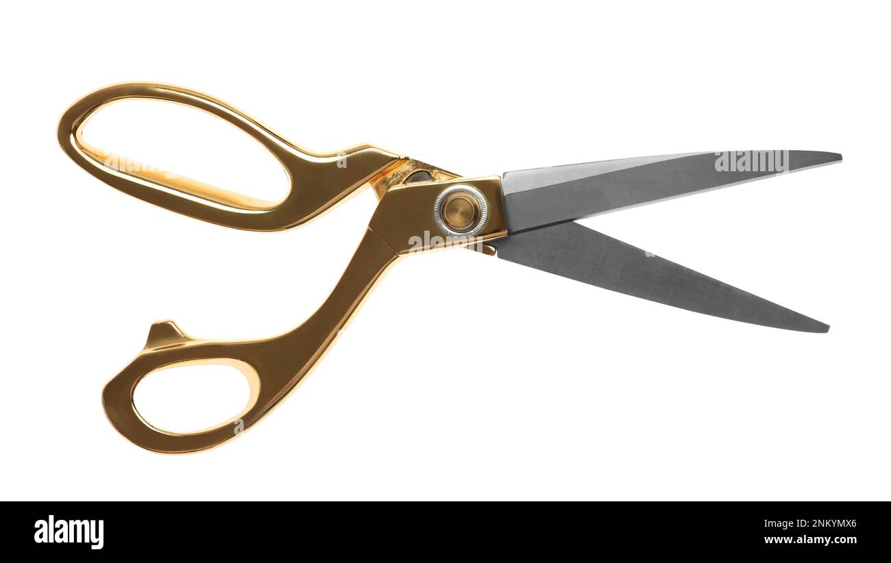 Tailor's scissors isolated on white, top view Stock Photo - Alamy