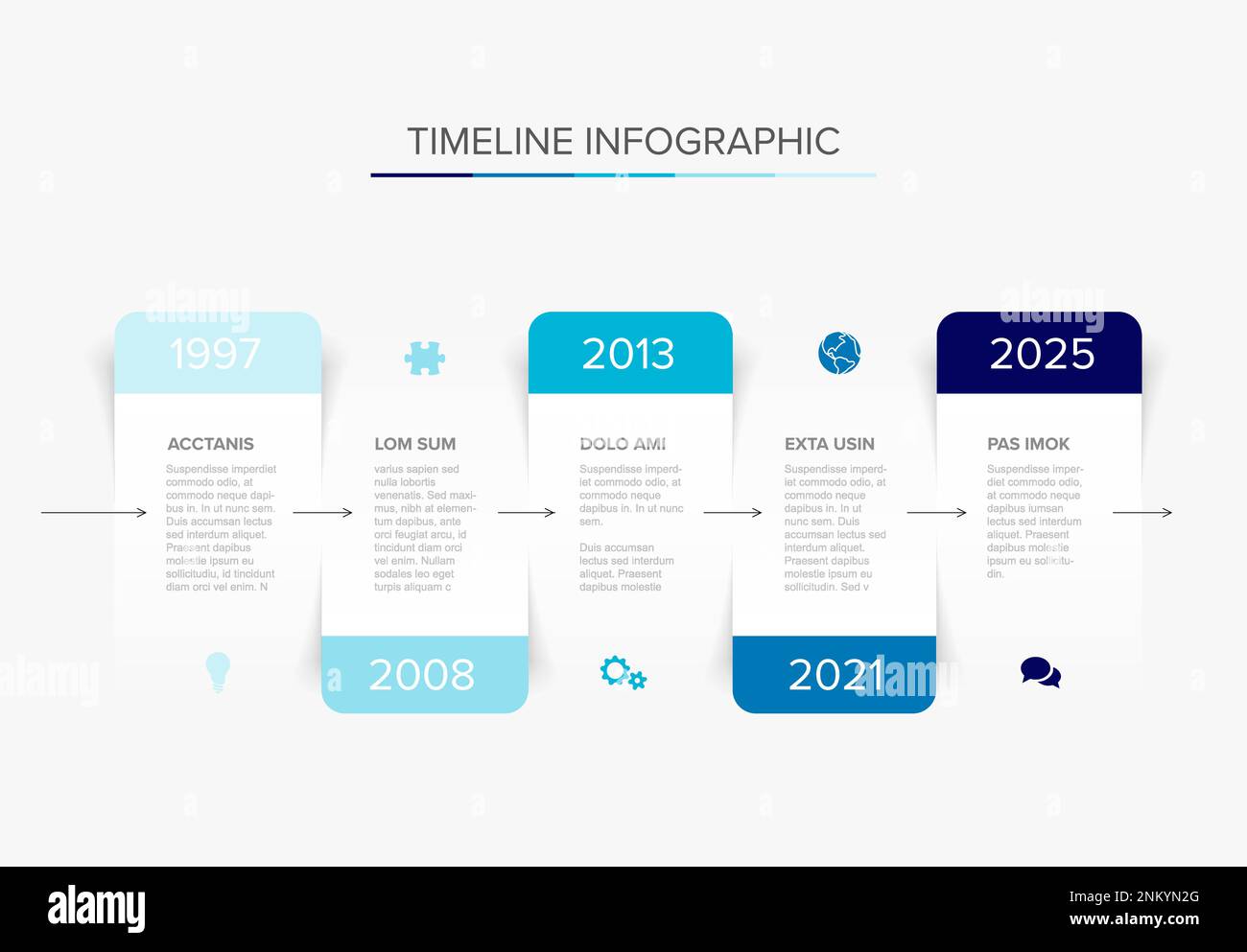 Vector simple infographic horizontal time line template with rectangle ...
