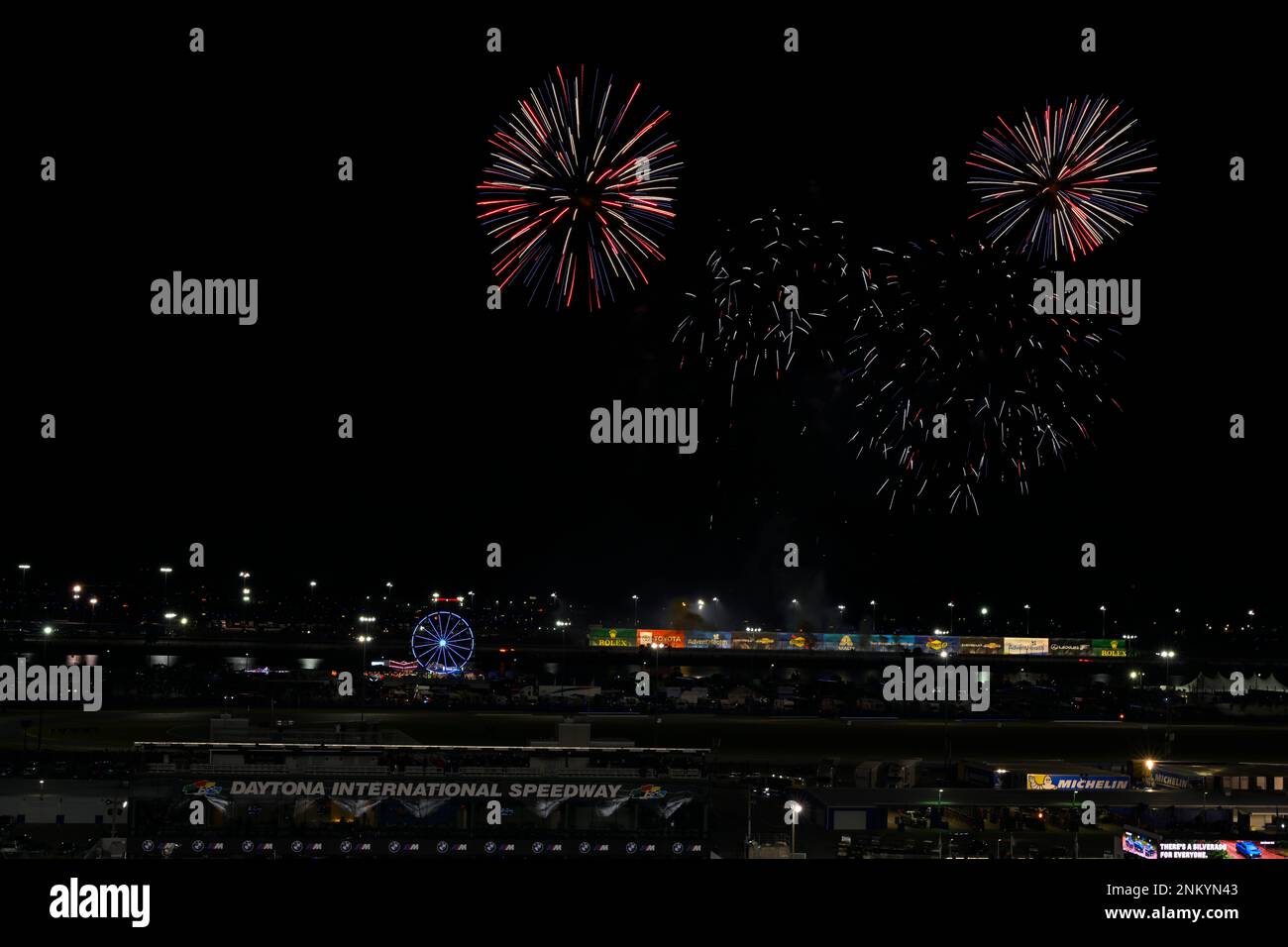 DAYTONA, FL - JANUARY 29: The fireworks display over the track during ...