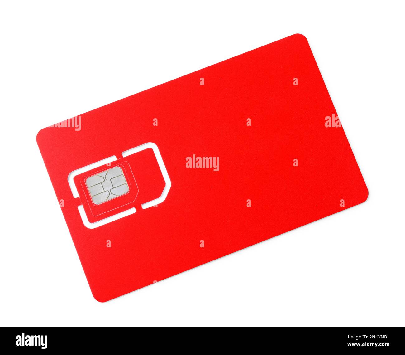 Modern red SIM card isolated on white, top view Stock Photo - Alamy