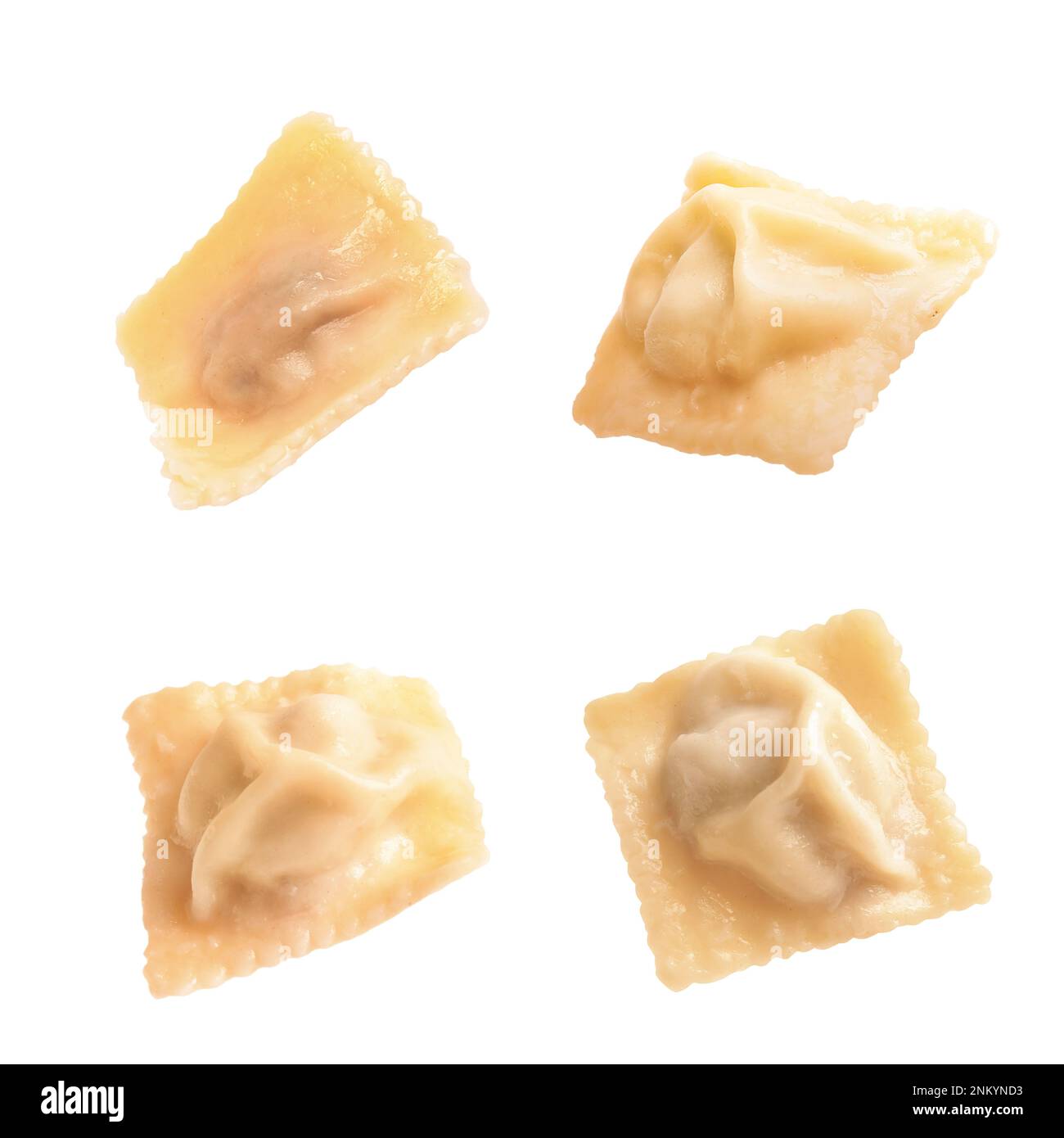 Set of tasty ravioli on white background Stock Photo - Alamy