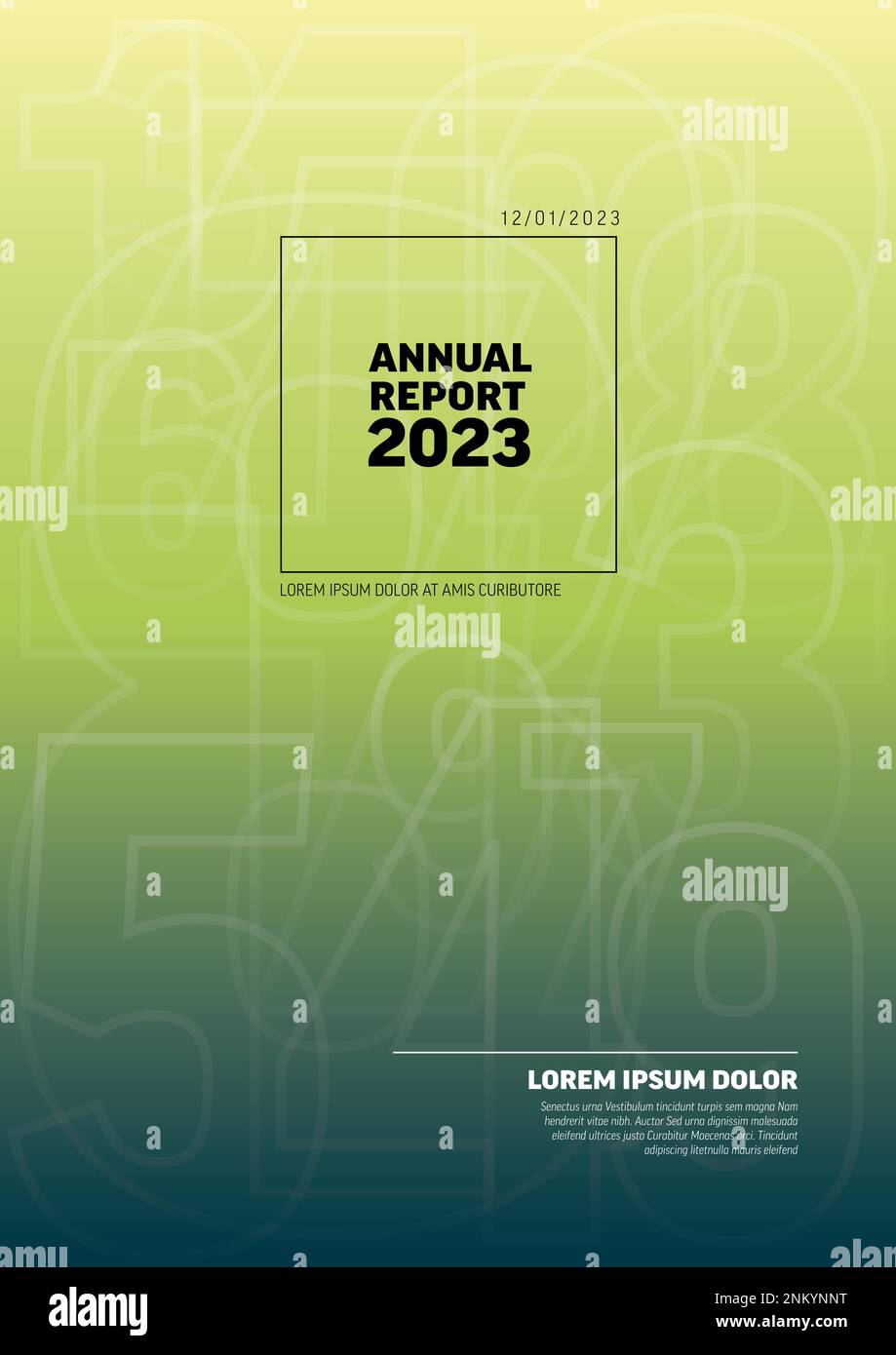 Vector green abstract annual report cover template with sample text and ...