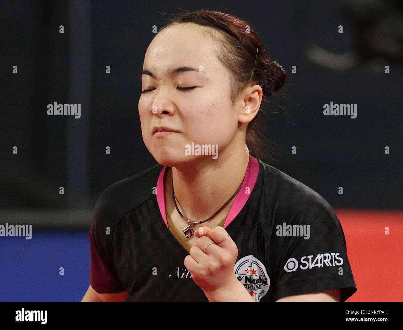 Mima Ito reacts during the women's singles final at All Japan Table ...