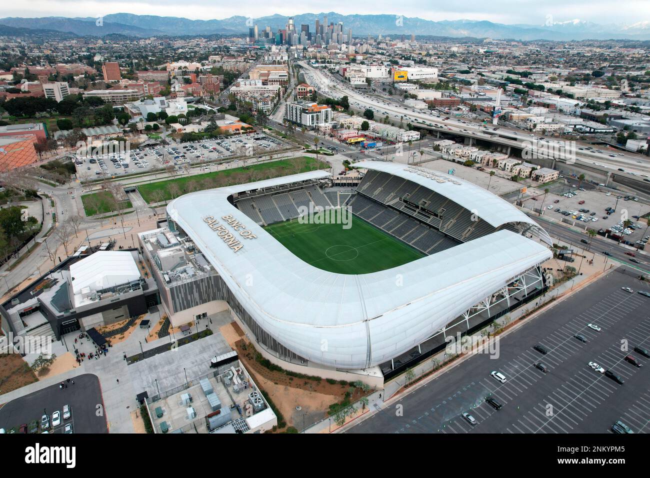An aerial view of the Banc of California Stadium, the home of the LAFC ...