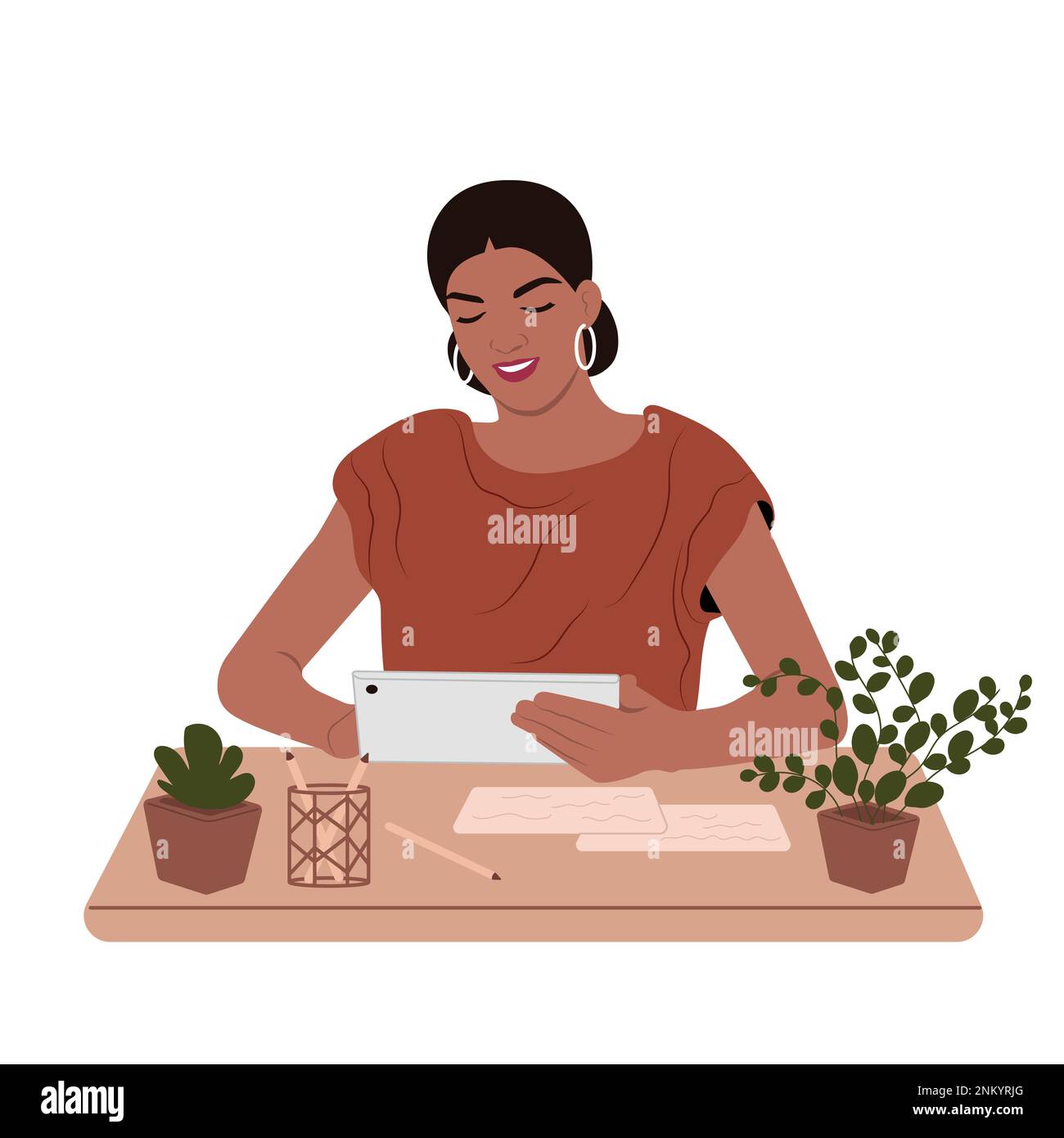 An accountant works in finance. Young smiling African American woman ...