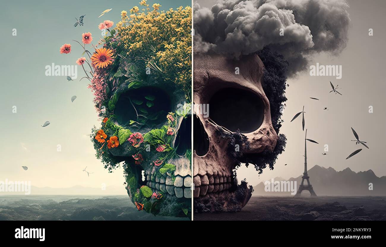 Nature vs pollution Stock Photo - Alamy