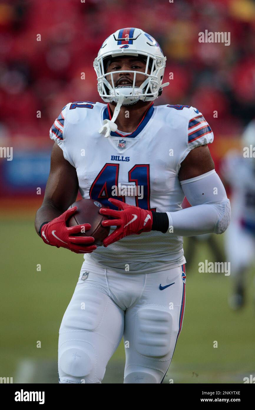 KANSAS CITY, MO - JANUARY 23: Buffalo Bills fullback Reggie Gilliam (41) on the field prior to ...