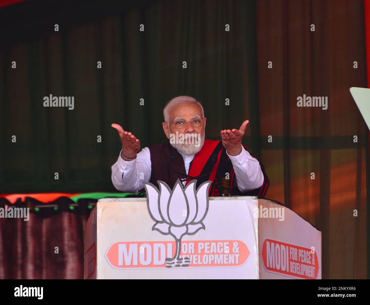 Chumukedima, India. 24th Feb, 2023. Indian Prime Minister Narendra Modi ...